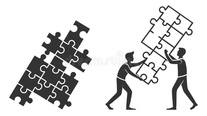 People Build Puzzles Stock Illustrations – 100 People Build Puzzles ...
