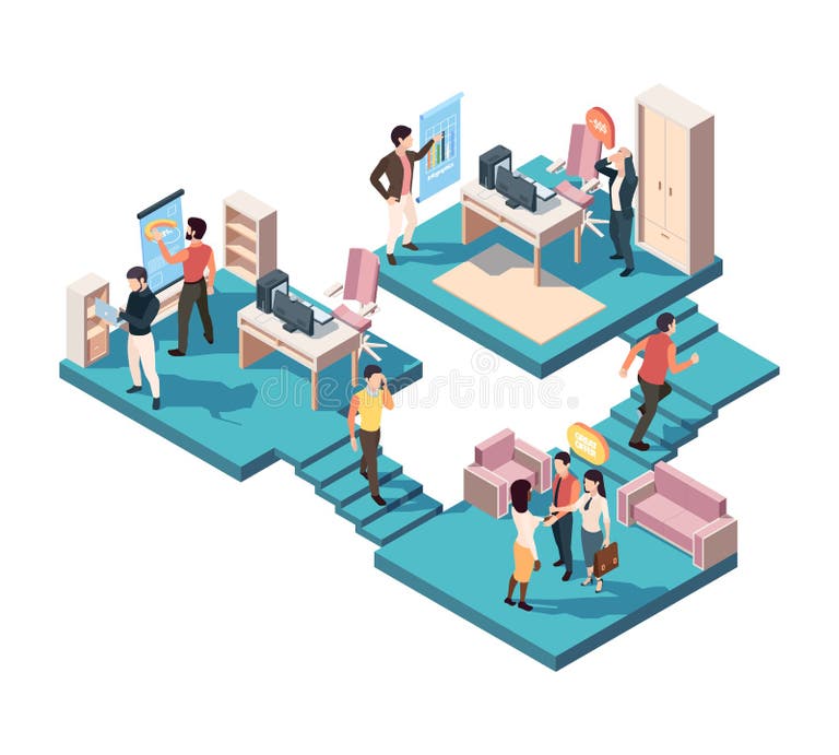 Teamwork Business Analytics Isometric Concept. Illustration Team ...