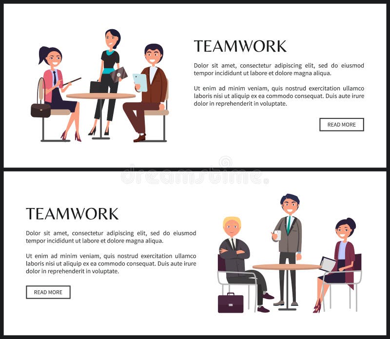 Teamwork at Business As Main Component Web Banners Stock Vector ...
