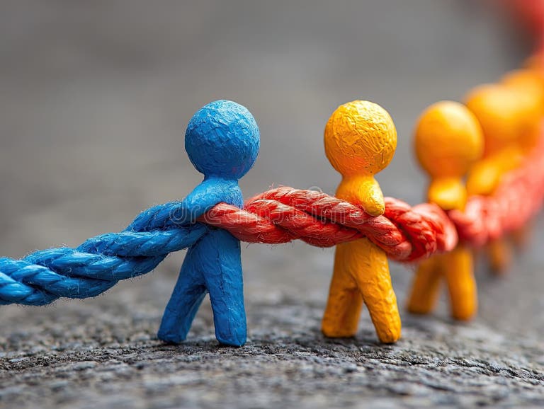 Teamwork Business Concepts. Wooden Puppets with Staff Pulling Strings ...