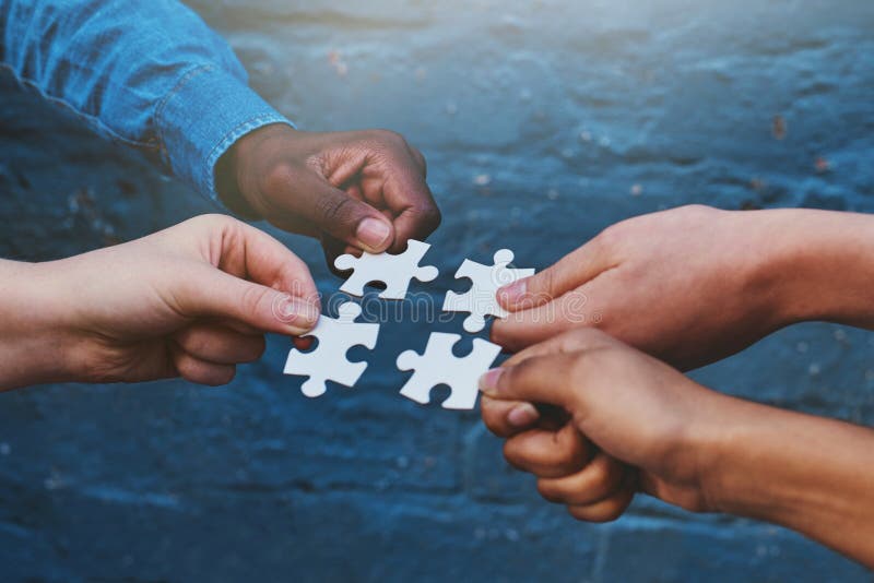 Teamwork, Business and Hands of People with Puzzle for Unity or ...
