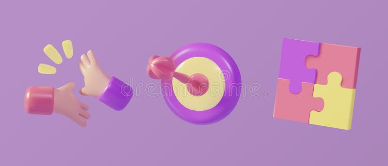 Teamwork in Business Management 3D Icon Set Stock Vector - Illustration ...