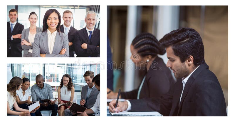 Teamwork Business Meeting Collage Stock Image - Image of communication ...