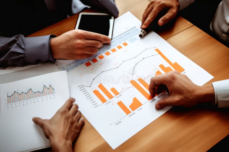 Teamwork with Business People Analysis Cost Graph on Desk at Meeting ...