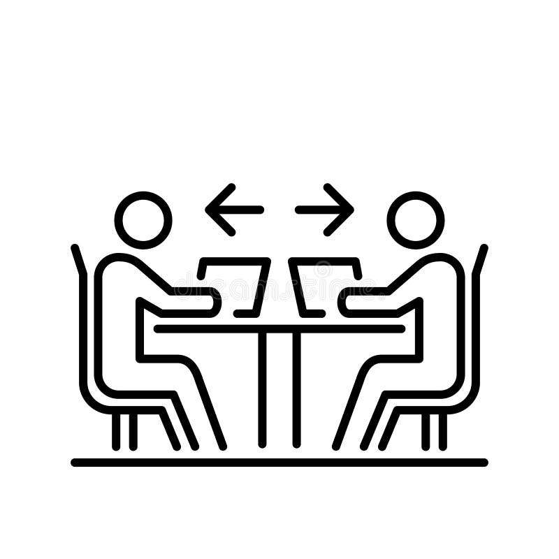 Meeting Two Working Man Business People Icon Simple Line Flat ...