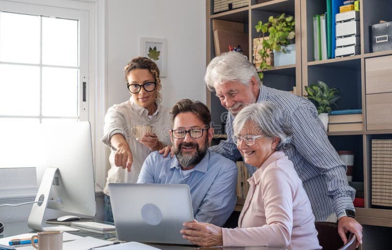 Teamwork of Business People Working Together with Laptop Computer in ...