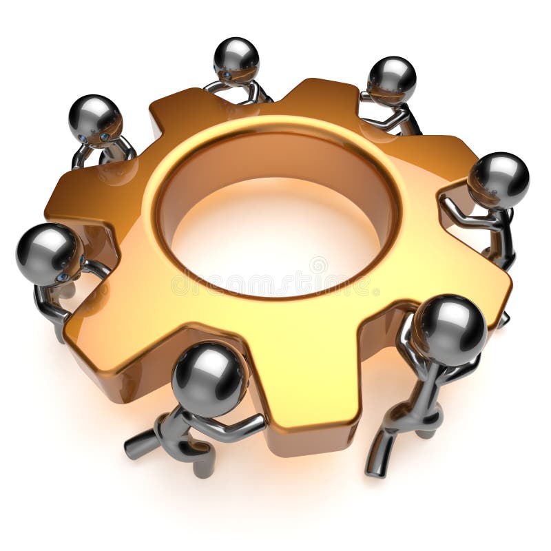 Teamwork Business Process Team Work Workers Turning Gear Stock ... Teamwork Business Process Team Work Workers Turning Gear Stock ...