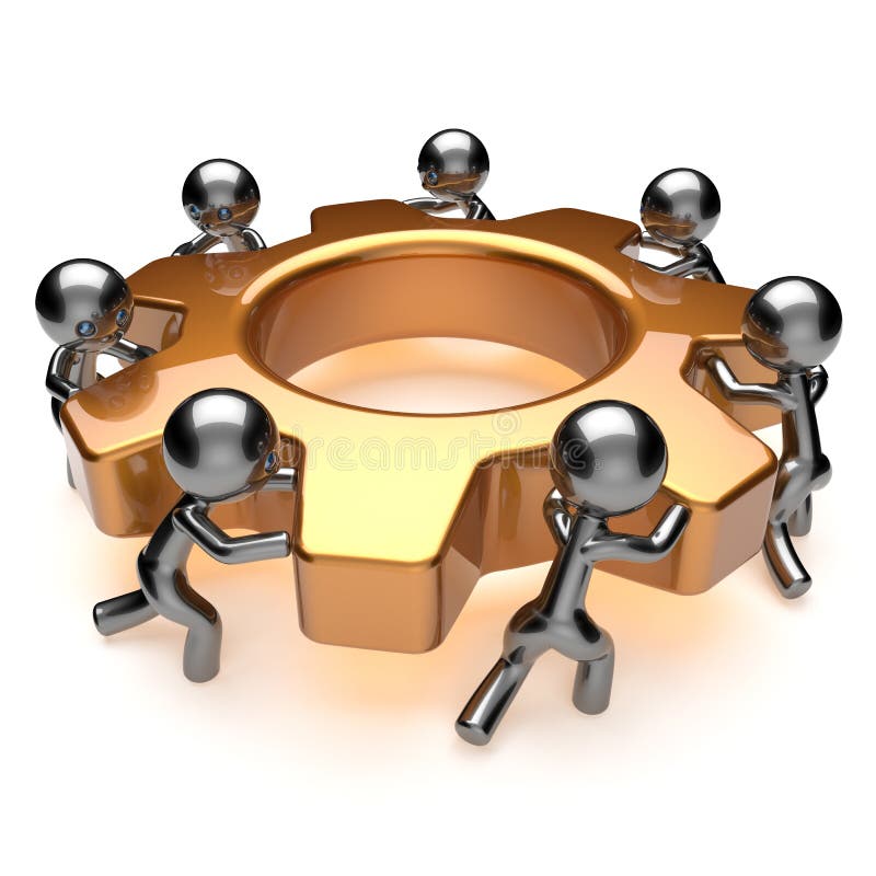 Teamwork Business Process Workers Turning Gear Together Stock ...
