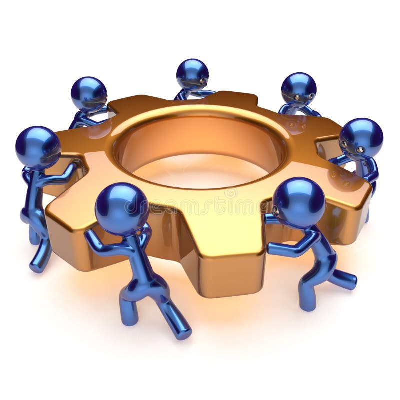 Teamwork Business Process Workers Turning Gear Together Stock ...