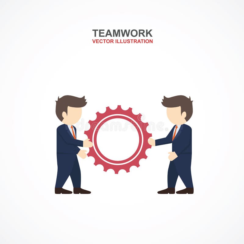 Teamwork with Gear Concept. Infographic Template. Vector Illustration ...