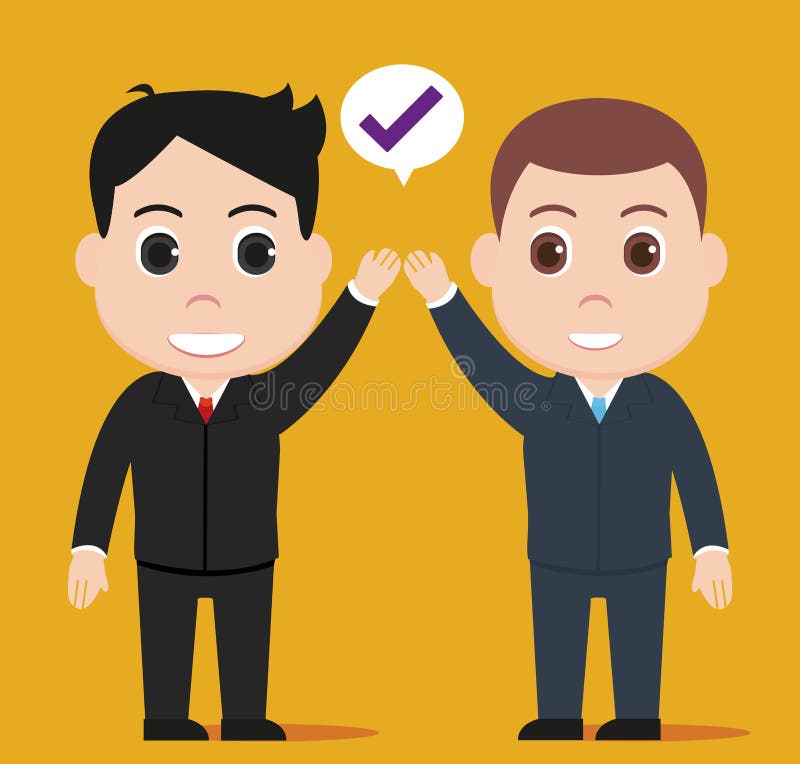 Teamwork, Businessman Hi Five Vector Stock Vector - Illustration of ...
