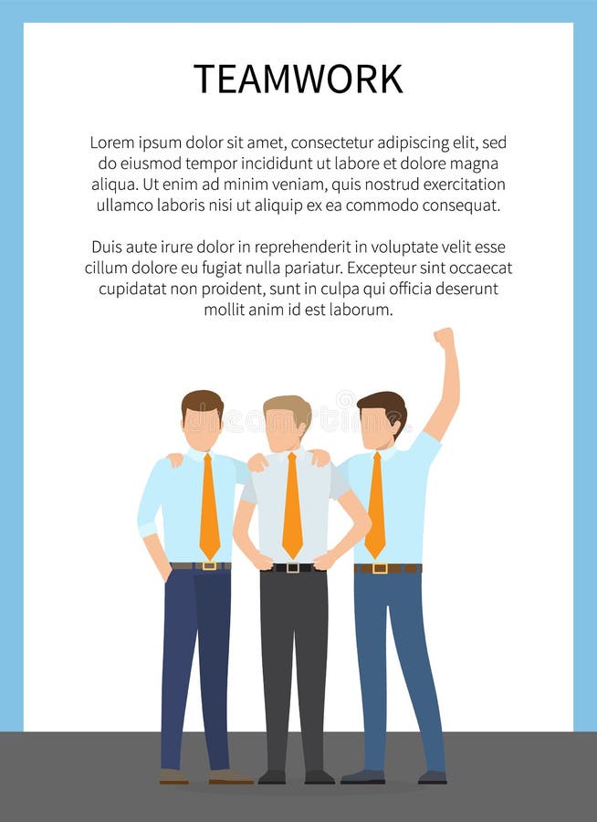 Teamwork Card with Blue Frame Vector Illustration Stock Vector ...