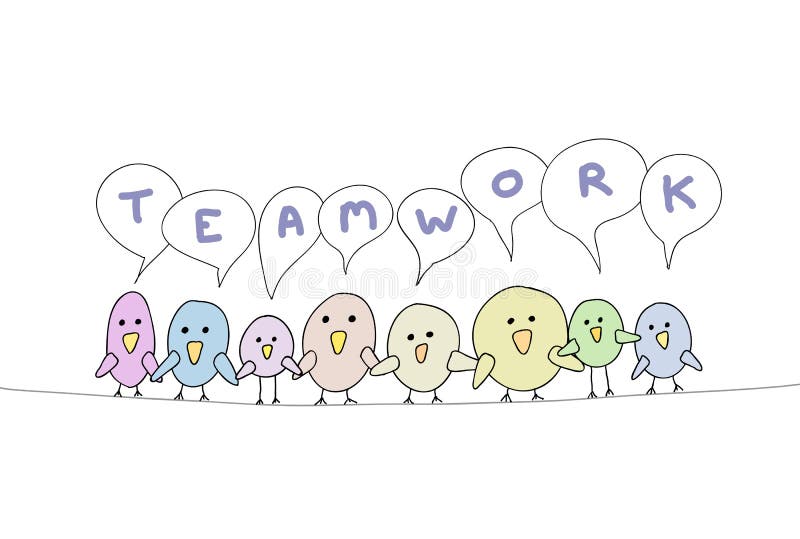 Teamwork Cartoon Bird Line stock vector. Illustration of comic - 97677621