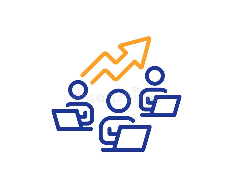 Teamwork Chart Line Icon. Remote Office Sign. Vector Stock Vector ...
