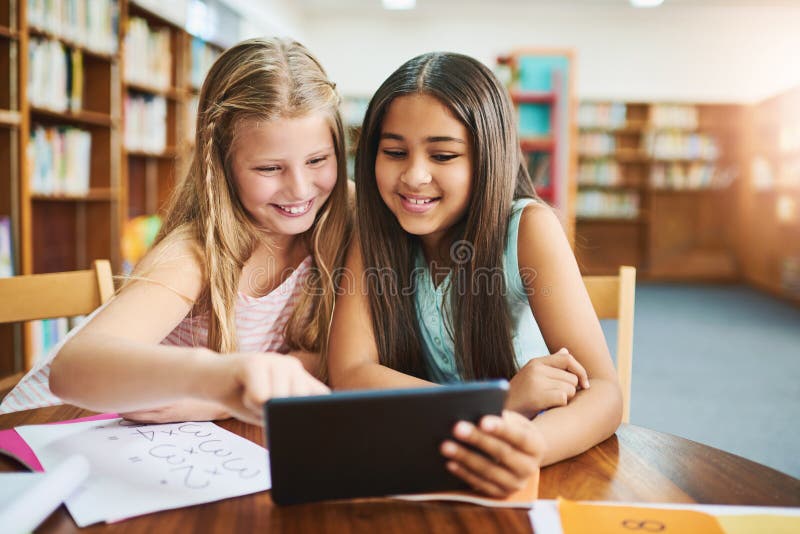 Teamwork, Children and Online with Tablet for Education, Elearning and Math Game for Numbers ...