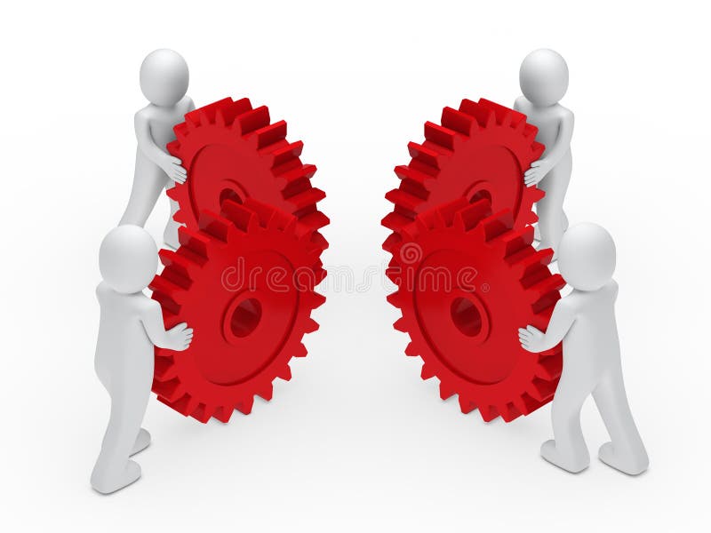 Teamwork circle red gear stock illustration. Illustration of machine ...