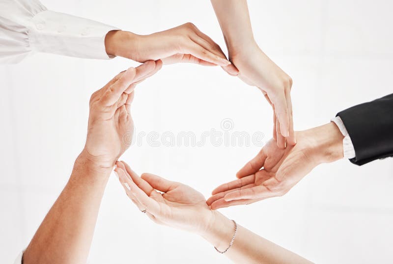 Teamwork, Circle and Synergy Hands Isolated in Collaboration, Workflow ...