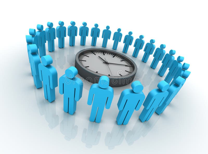 Teamwork with Clock stock illustration. Illustration of lead - 59183076