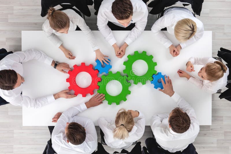 Teamwork with Cogs of Business Stock Photo - Image of unity, connection ...