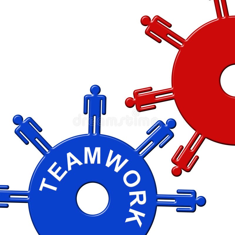 Teamwork Shows Combined Effort and Cooperation Stock Illustration ...