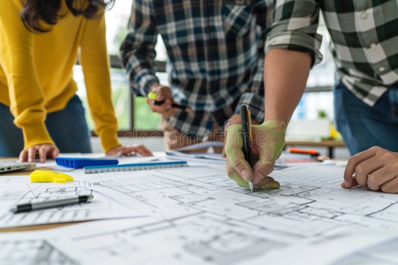 Teamwork and Collaboration on Architectural Design Stock Illustration ...