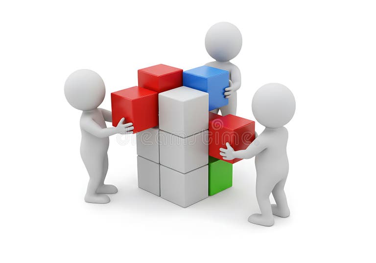 Teamwork Collaboration Building Blocks Success Construction 3D Figures ...
