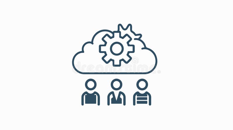 Teamwork and Collaboration Concept with Gear Connecting Three People Under Cloud Stock Vector ...