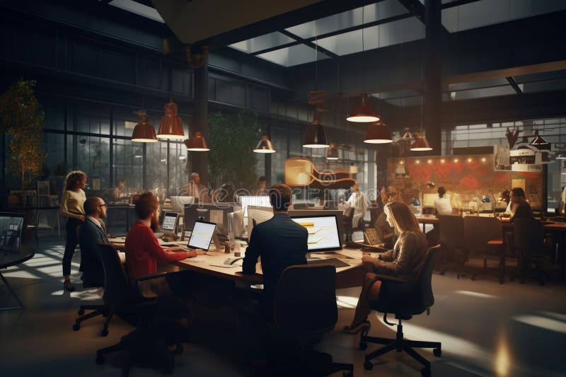 Teamwork and Collaboration in a Creative Office Stock Illustration ...