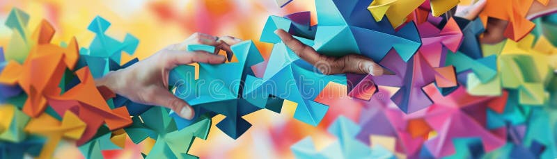 Teamwork and Collaboration Depicted through Interconnected Abstract ...