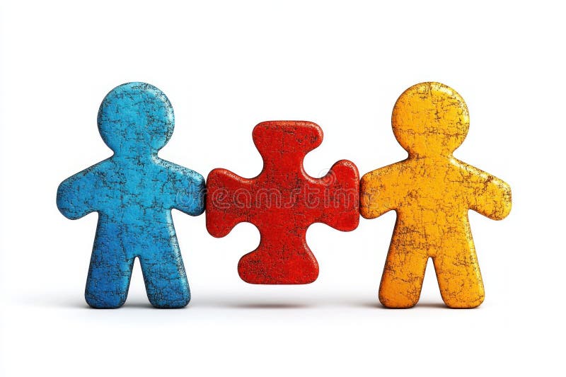 Teamwork, Collaboration, and Effort a Puzzle of Success, Three Figures ...