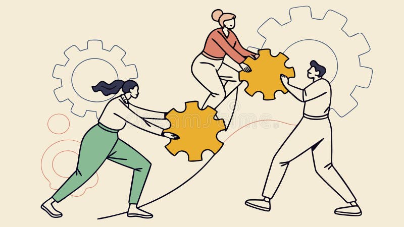 Teamwork and Collaboration with Gears and Cogs, Vector Design ...