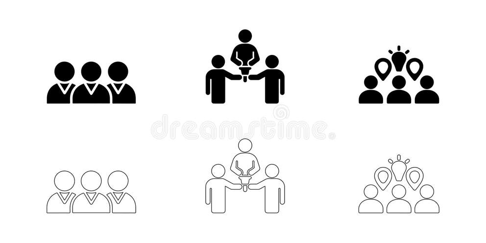 Teamwork and Collaboration Icons Set Simple Clean and Smooth Solid and ...
