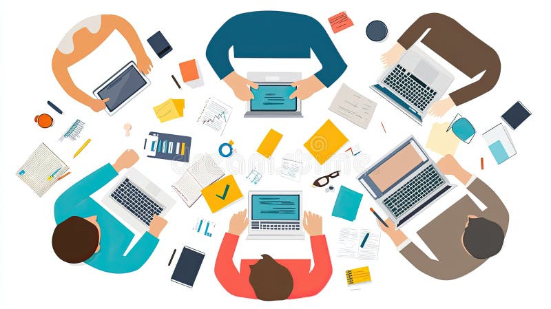 Teamwork Collaboration Meeting Business People Stock Illustration ...