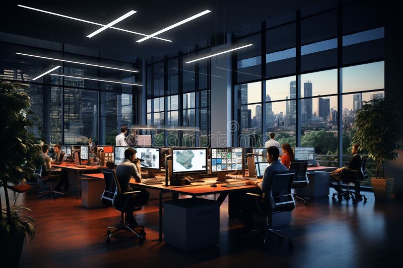 Teamwork and Collaboration in a Modern Office Stock Illustration ...