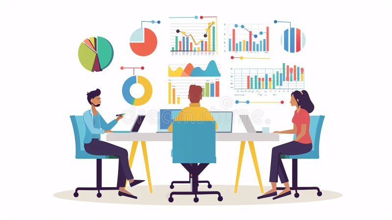 Teamwork and Collaboration in a Modern Office Illustration Stock Illustration - Illustration of ...