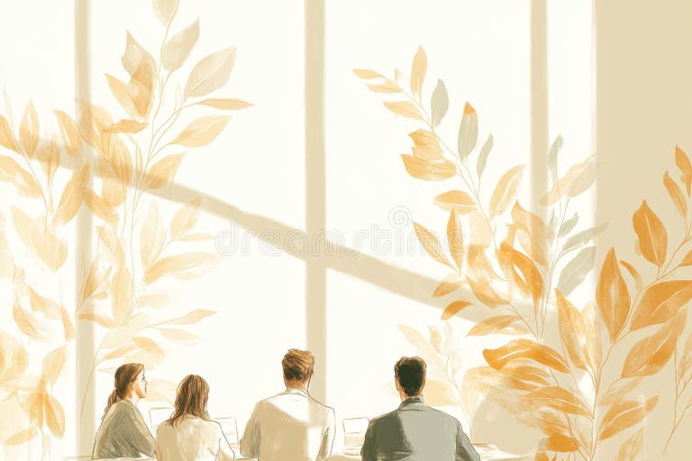 Teamwork and Collaboration in a Nature Inspired Workspace Stock Image ...