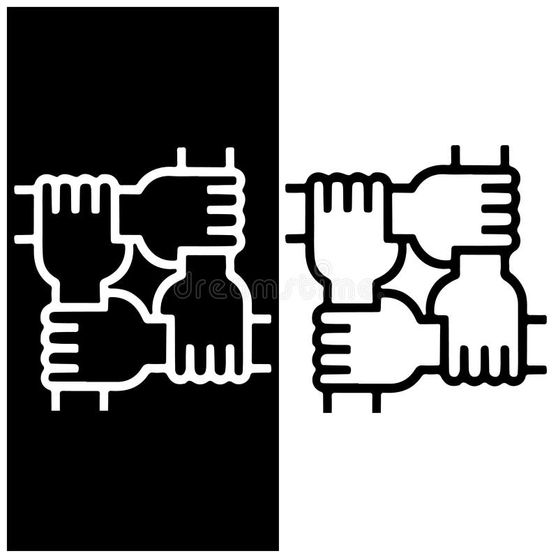 Teamwork and Collaboration Symbol – Line Art Design Stock Vector ...