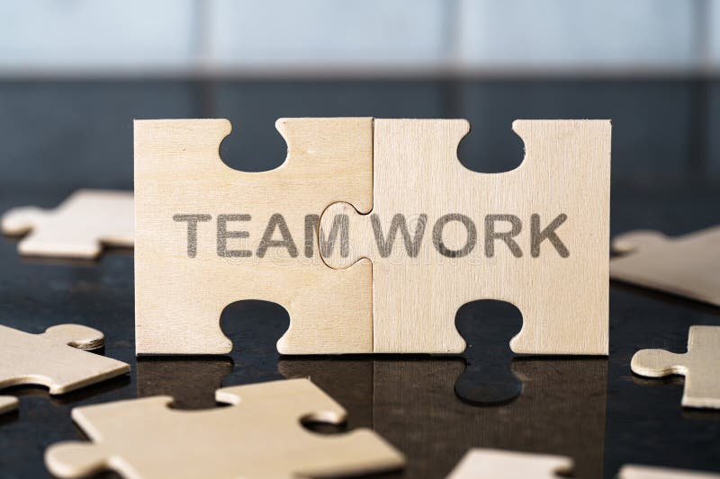 Teamwork Collaboration, Wooden Puzzle Pieces Symbolism Stock Image ...