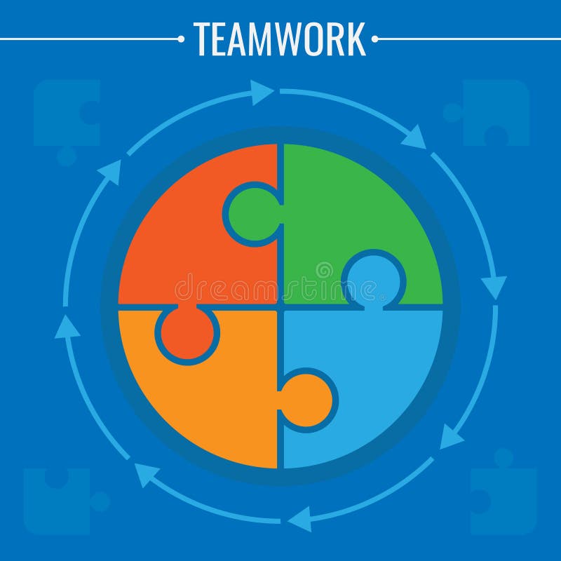 A Teamwork a Color Puzzle Circle. Vector Illustration. Stock Vector ...