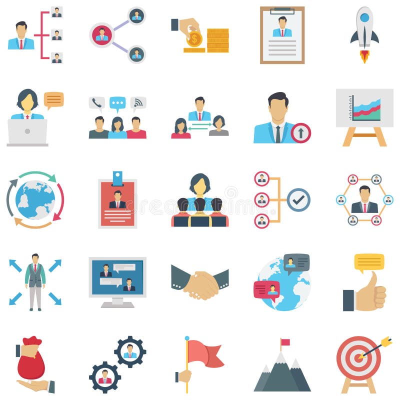 Teamwork Color Vector Icons Set Every Single Icons Can Be Easily ...