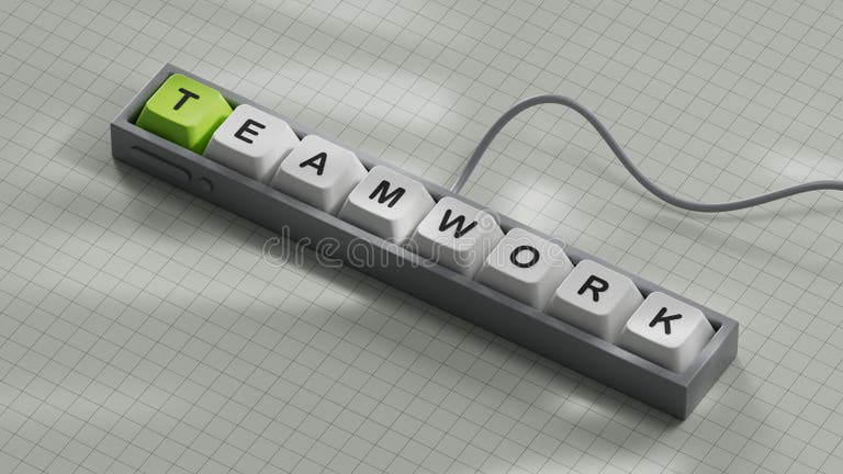 Teamwork.Computer Keyboard Keys Spelling.Flat Lay View from Above on White Background with ...