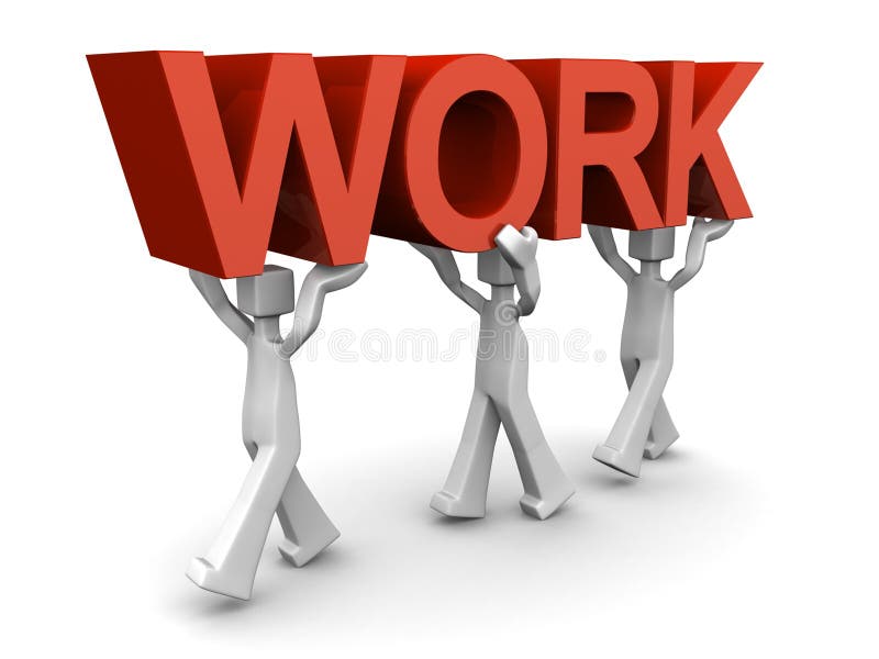 Teamwork - Three People Hold the Word Stock Illustration - Illustration ...