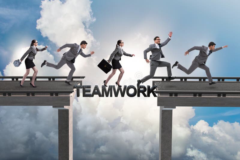 The Teamwork Concept with Business People Crossing Bridge Stock Image ...