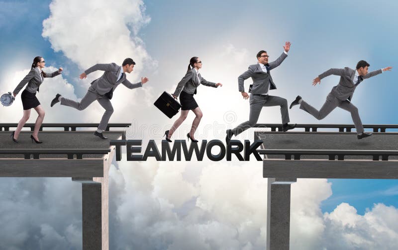 Teamwork Concept with Business People Crossing Bridge Stock Image ...