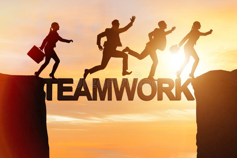 The Teamwork Concept with Business People Crossing Bridge Stock Image ...