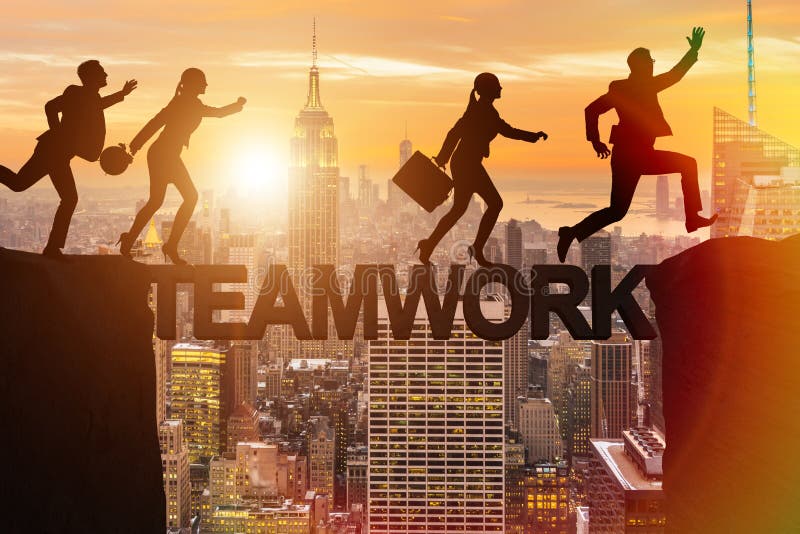 The Teamwork Concept with Business People Crossing Bridge Stock Photo ...