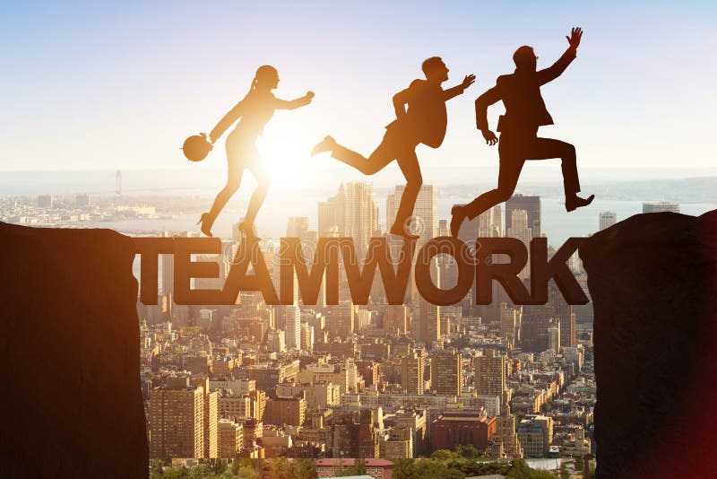 The Teamwork Concept with Business People Crossing Bridge Stock Photo ...
