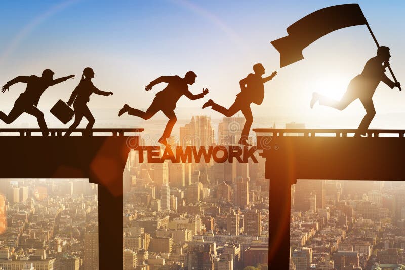 The Teamwork Concept with Business People Crossing Bridge Stock Photo ... The Teamwork Concept with Business People Crossing Bridge Stock Photo ...