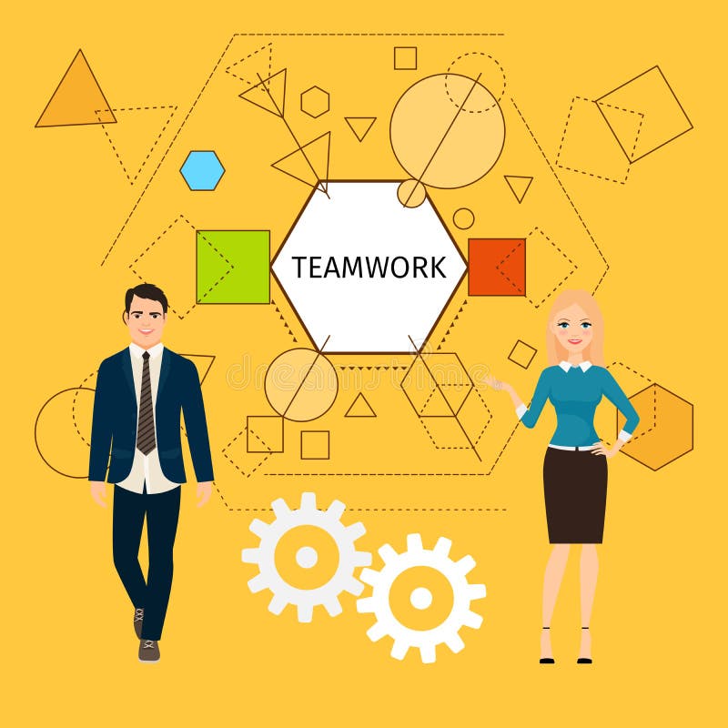 Teamwork Concept with Business People Stock Vector - Illustration of ...