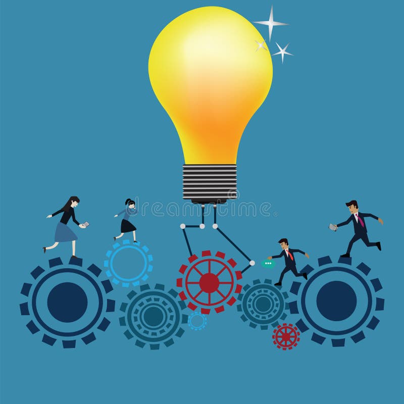 Teamwork Concept,Business Workers Running on Gears - Vector Stock ...